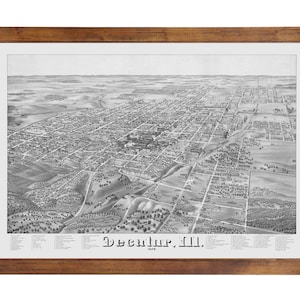 Decatur, IL 1878 Bird's Eye View; 24x36 Print From a Vintage Lithograph ...