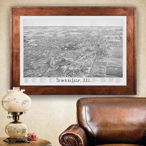 Decatur, IL 1878 Bird's Eye View; 24x36 Print From a Vintage Lithograph ...