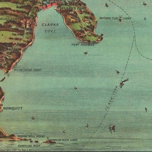 Buzzards Bay, MA 1907 Bird's Eye View; 24x36 Print From a Vintage ...