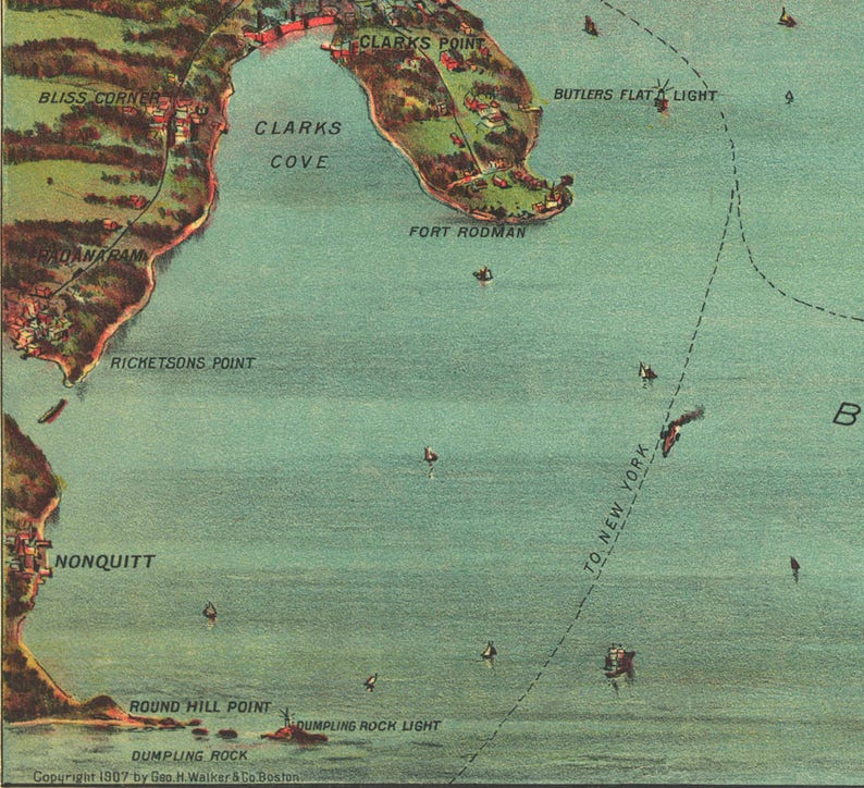 Buzzards Bay, MA 1907 Bird's Eye View; 24x36 Print From a Vintage ...