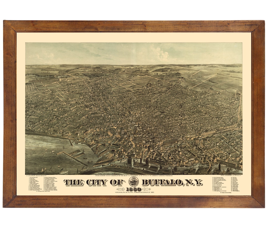Buffalo, NY 1880 Bird's Eye View; 24" X 36" Print From a Vintage ...