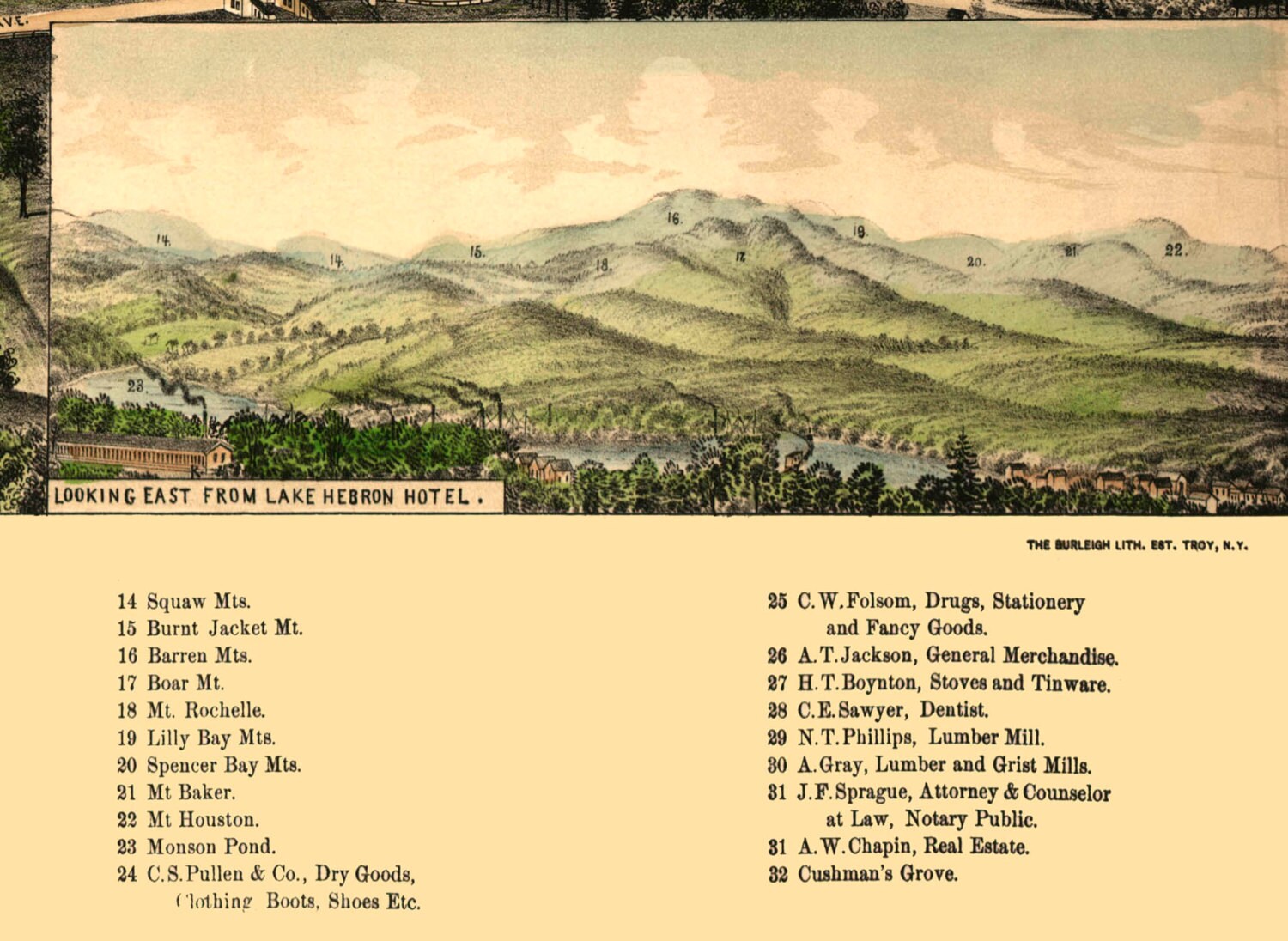 Monson, ME 1889 Bird's Eye View 24x36 Print From a Vintage Lithograph ...