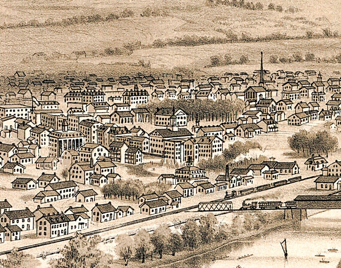 Bethlehem, PA 1877 Bird's Eye View; 24x36 Print From a Vintage ...