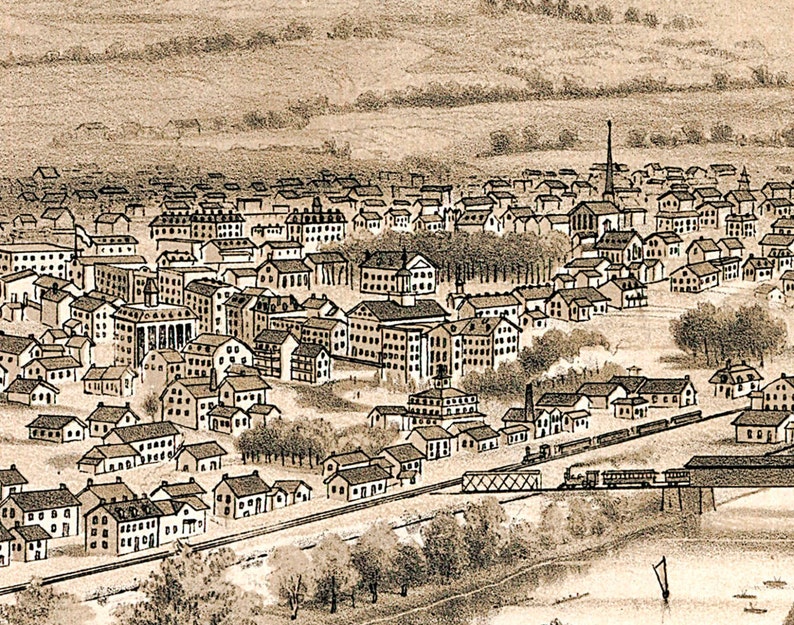 Bethlehem, PA 1877 Bird's Eye View; 24x36 Print From a Vintage ...