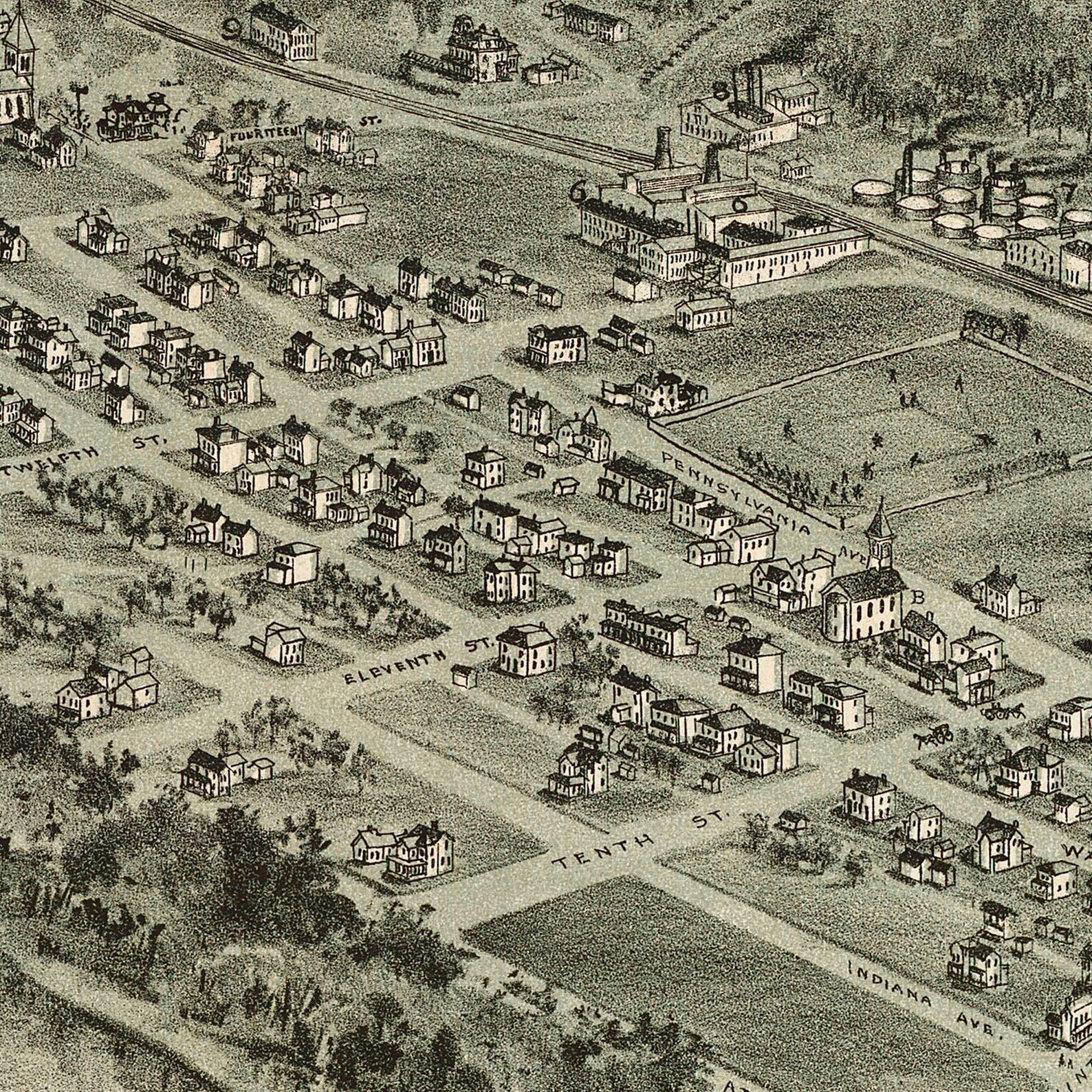 Monaca, PA 1900 Bird's Eye View 24x36 Print From a Vintage Lithograph ...