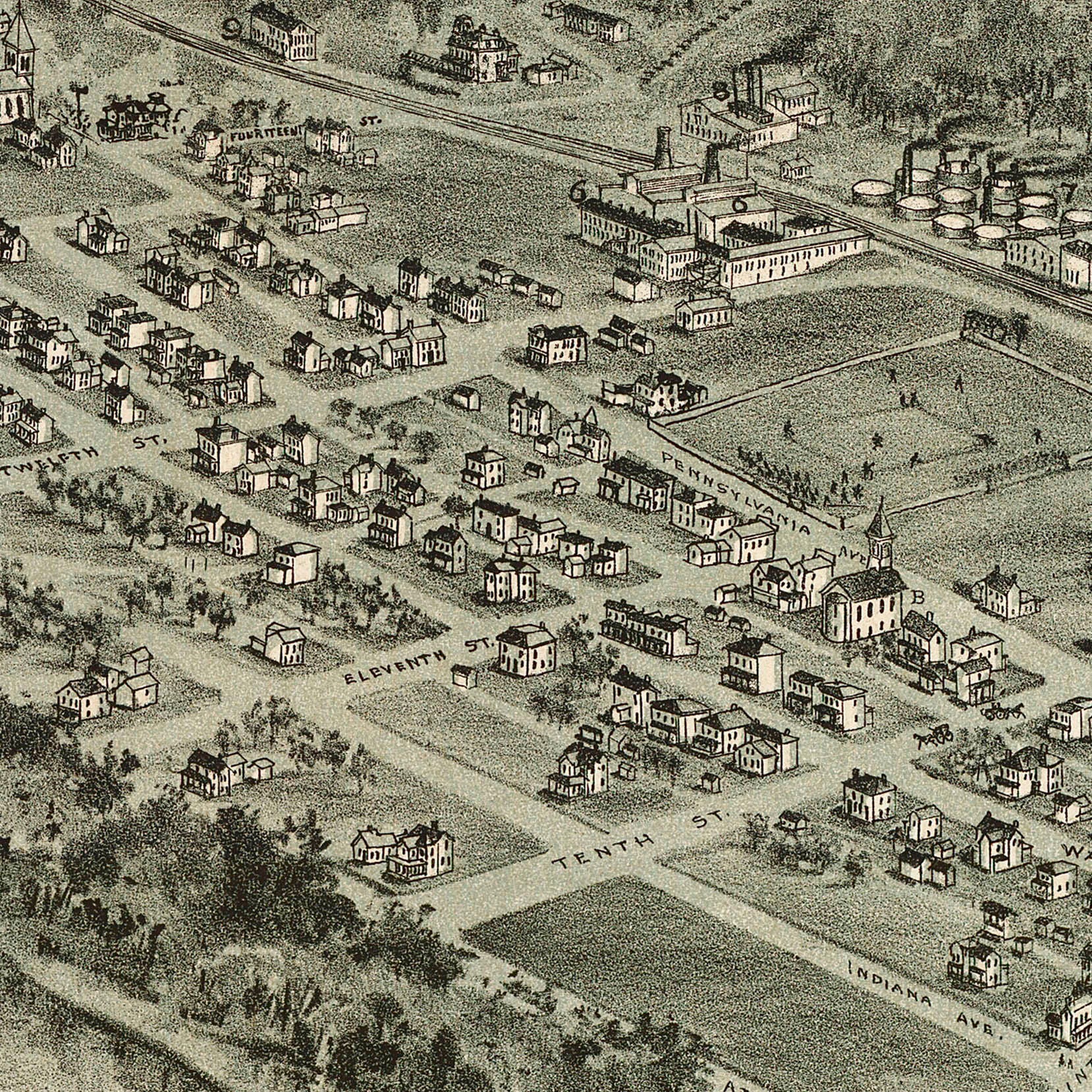 Monaca, PA 1900 Bird's Eye View 24x36 Print From a Vintage Lithograph ...
