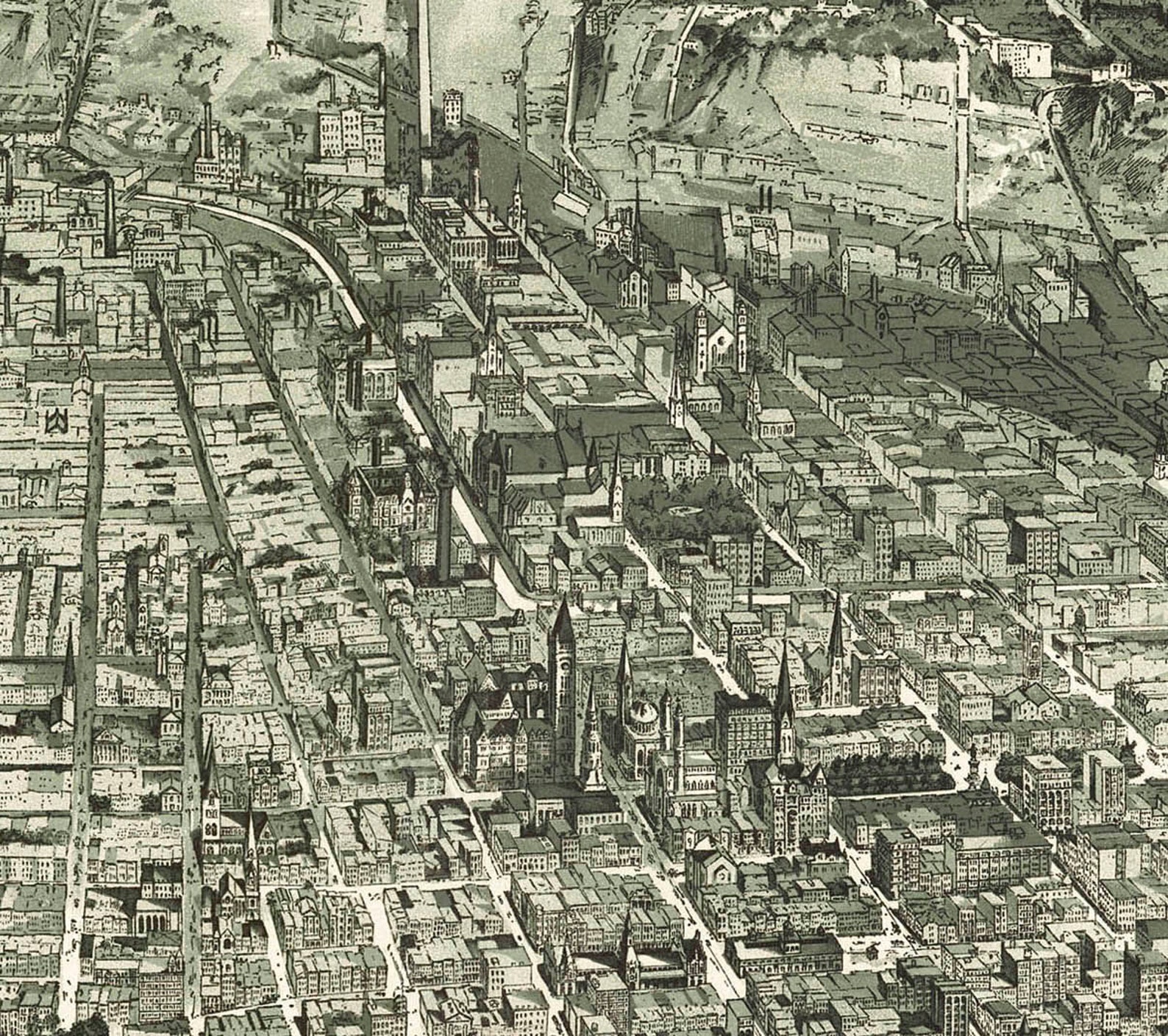 Cincinnati, OH 1900 Bird's Eye View; 24x36 Print From a Vintage ...