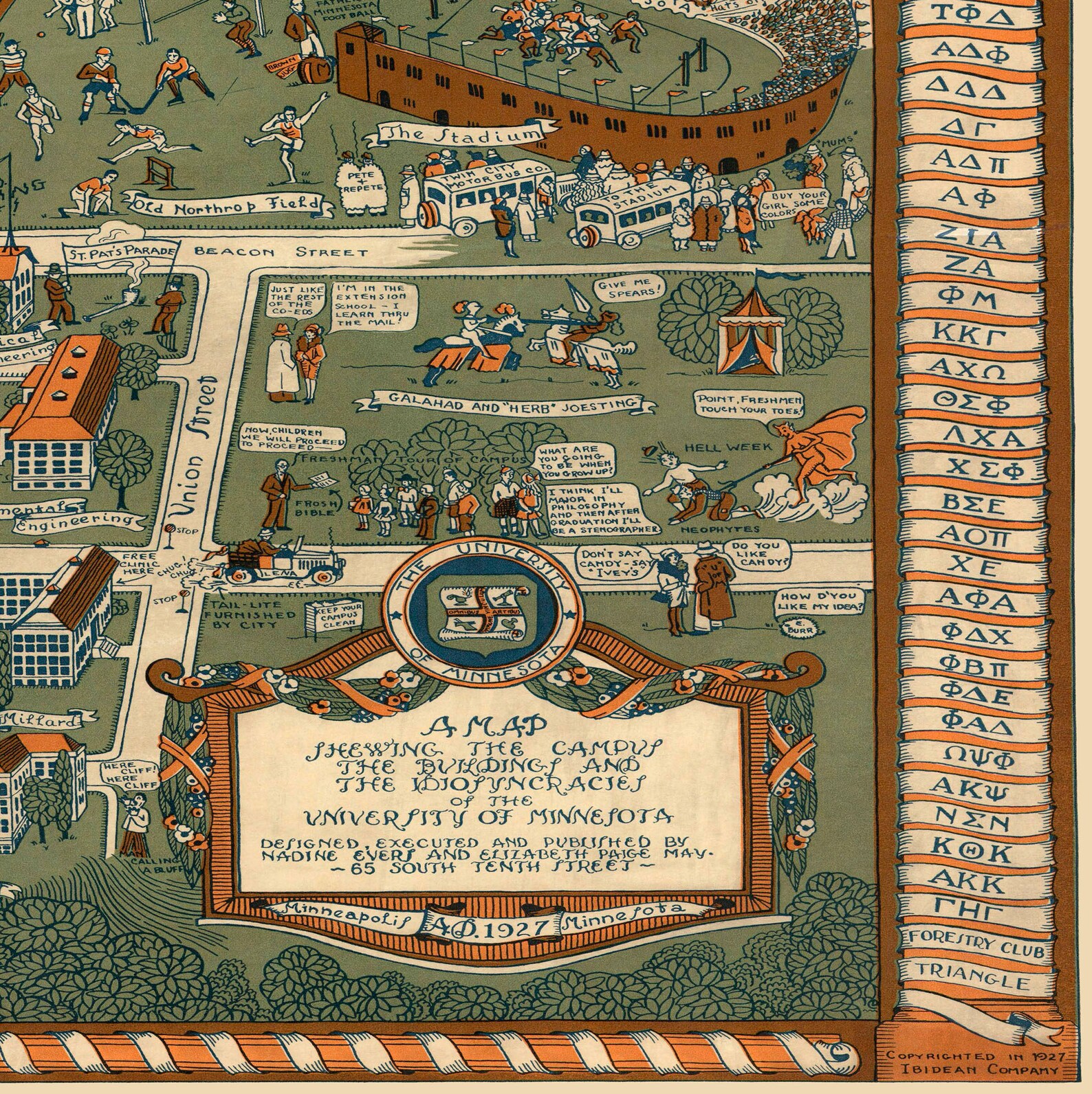 Univ. of Minnesota 1927 Bird's Eye View; 24x36 Print From a Vintage ...