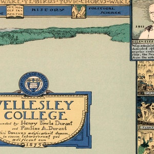 Wellesley College Pictorial Map ... Published in 1943; 24x36 Print on ...