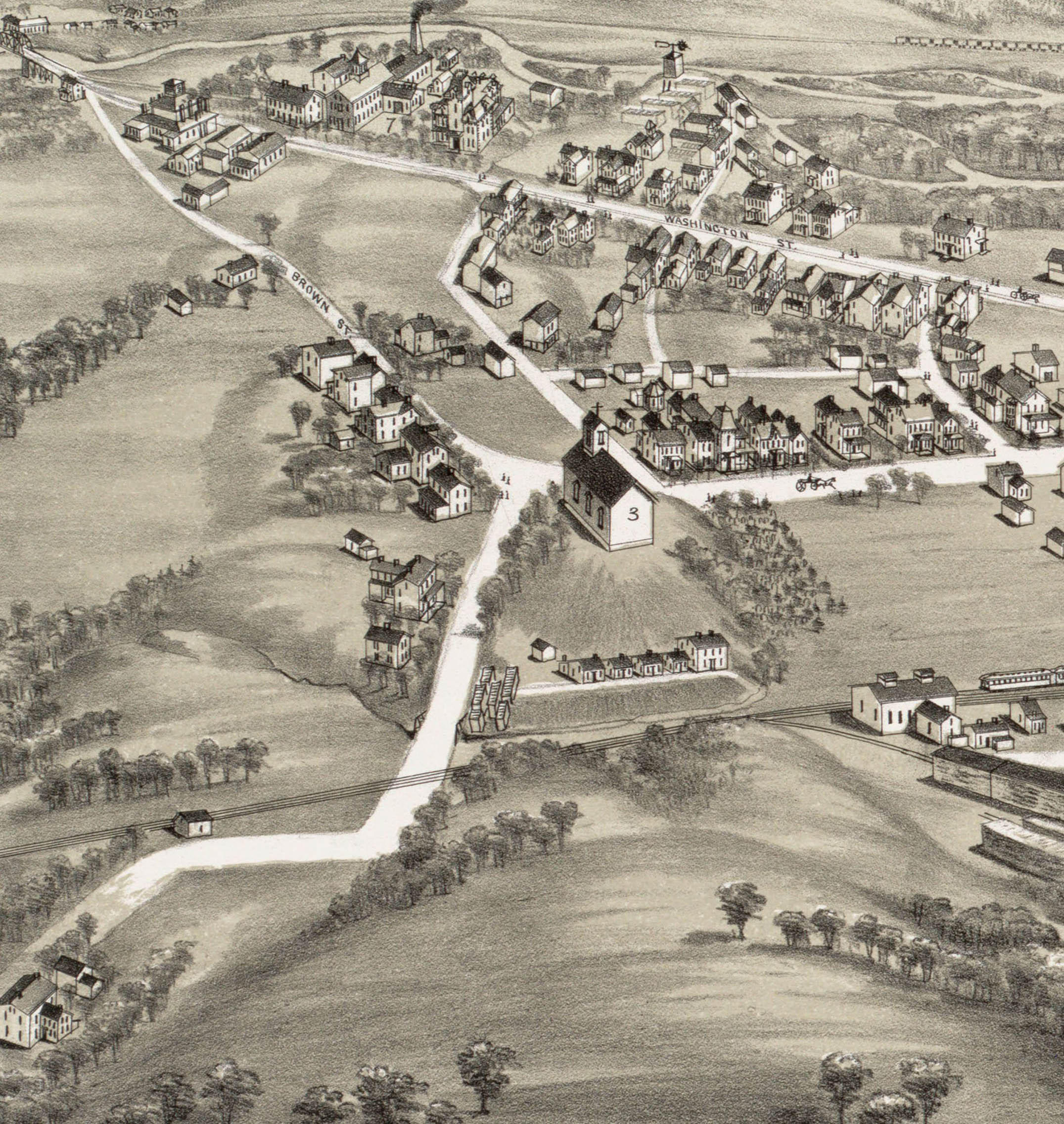 Stroudsburg, PA 1884 Bird's Eye View; 24x36 Print From a Vintage ...