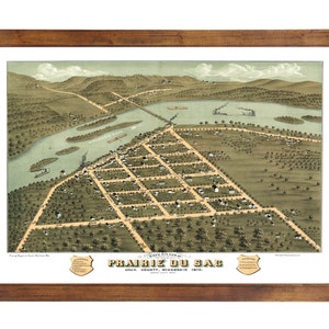 Prairie Du Sac, WI 1870 Bird's Eye View; 24x36 Print From a Vintage ...