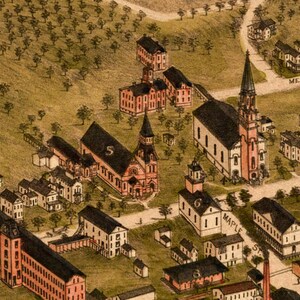 Naugatuck, CT 1877 Bird's Eye View; 24x36 Print From a Vintage ...