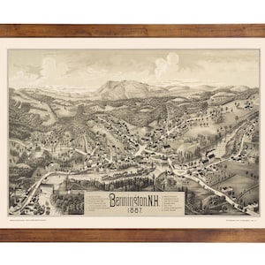 Bennington, NH 1887 Bird's Eye View; 24x36 Print From a Vintage ...