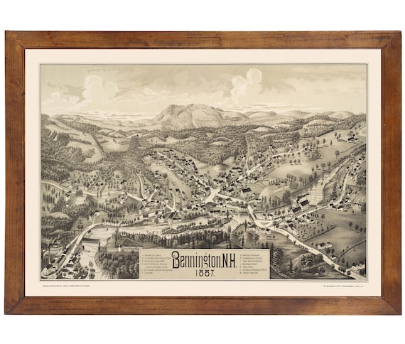 Bennington NH 1887 Bird's Eye View 24x36 Print From a - Etsy