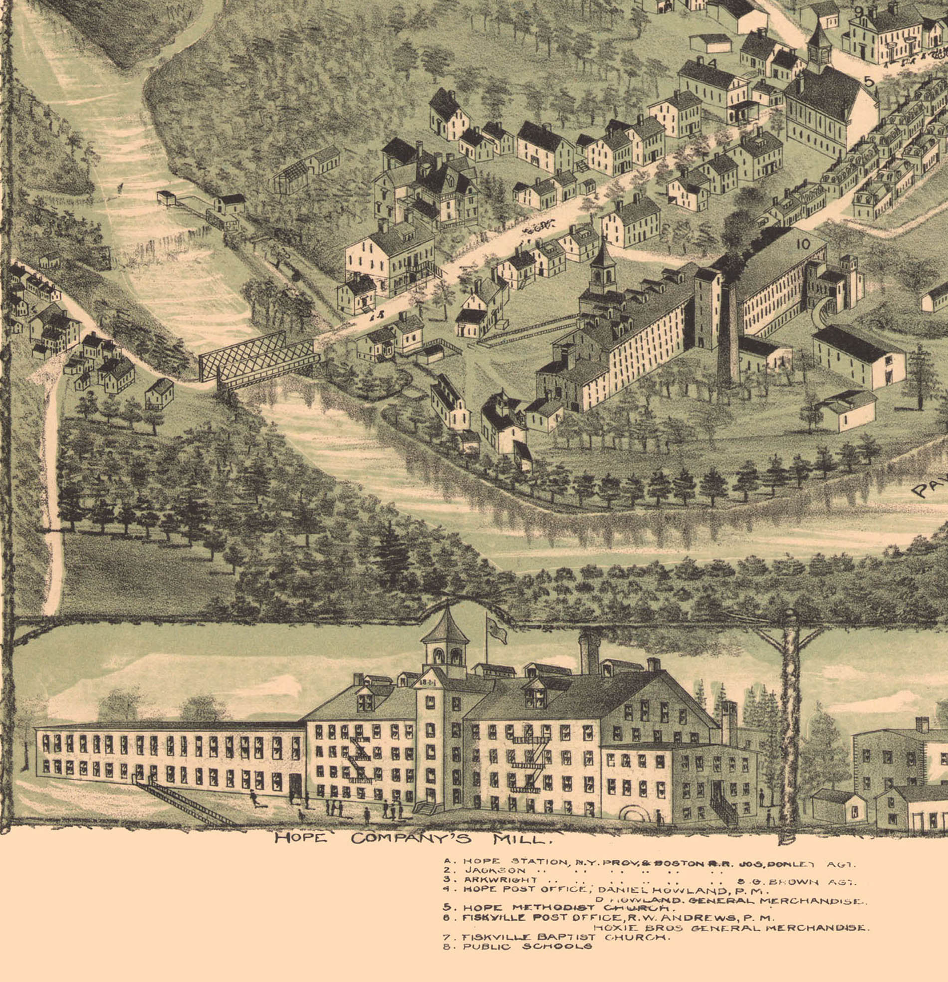 Hope, RI 1889 Bird's Eye View 24x36 Print from a Vintage Lithograph ...