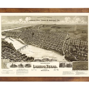 Laredo, TX 1892 Bird's Eye View; 24" X 36" Print From a Vintage ...