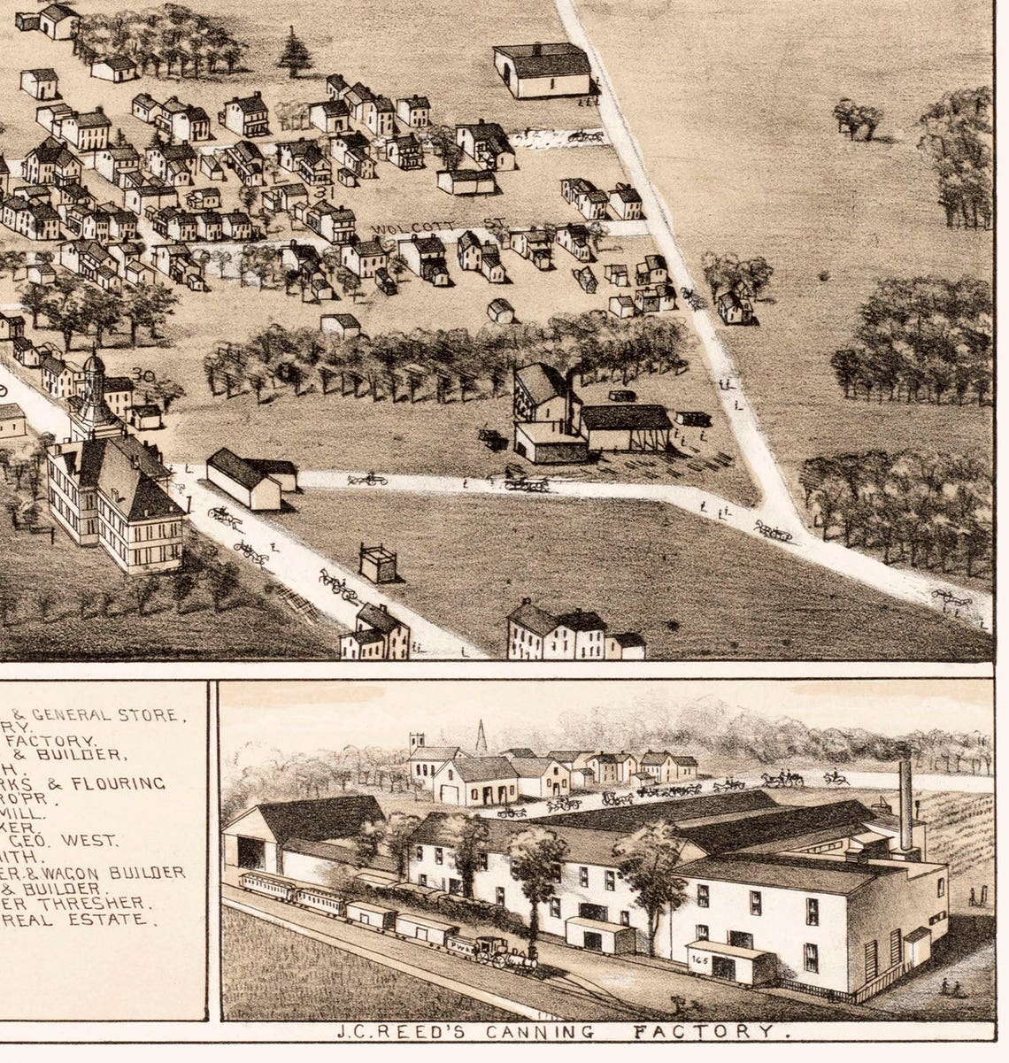 Harrington DE 1885 Bird's Eye View 24x36 Print From a - Etsy