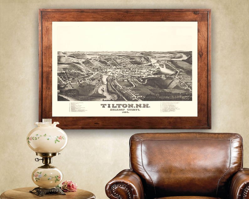 Tilton,nh 1884 Bird's Eye View; 24x36 Print From a Vintage Lithograph ...
