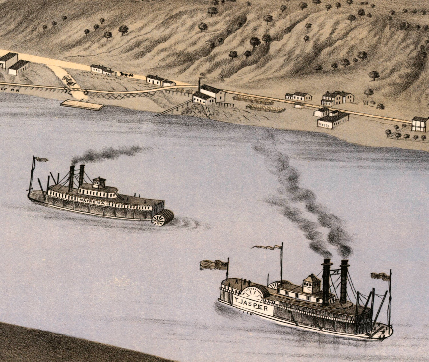 Hannibal, MO 1869 Bird's Eye View 24x36 Print From a Vintage Lithograph ... Hannibal, MO 1869 Bird's Eye View 24x36 Print From a Vintage Lithograph ...
