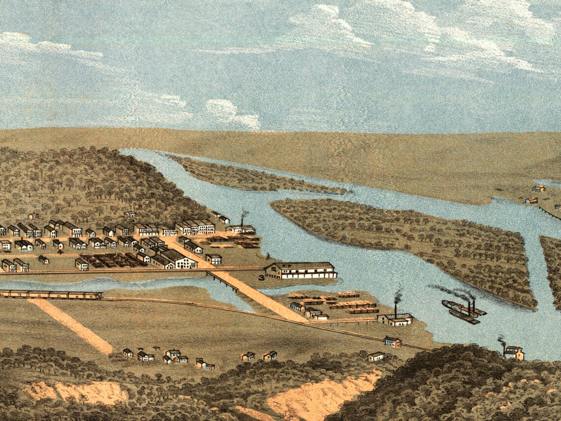 Mcgregor IA 1870 Bird's Eye View 24x36 Print From a | Etsy