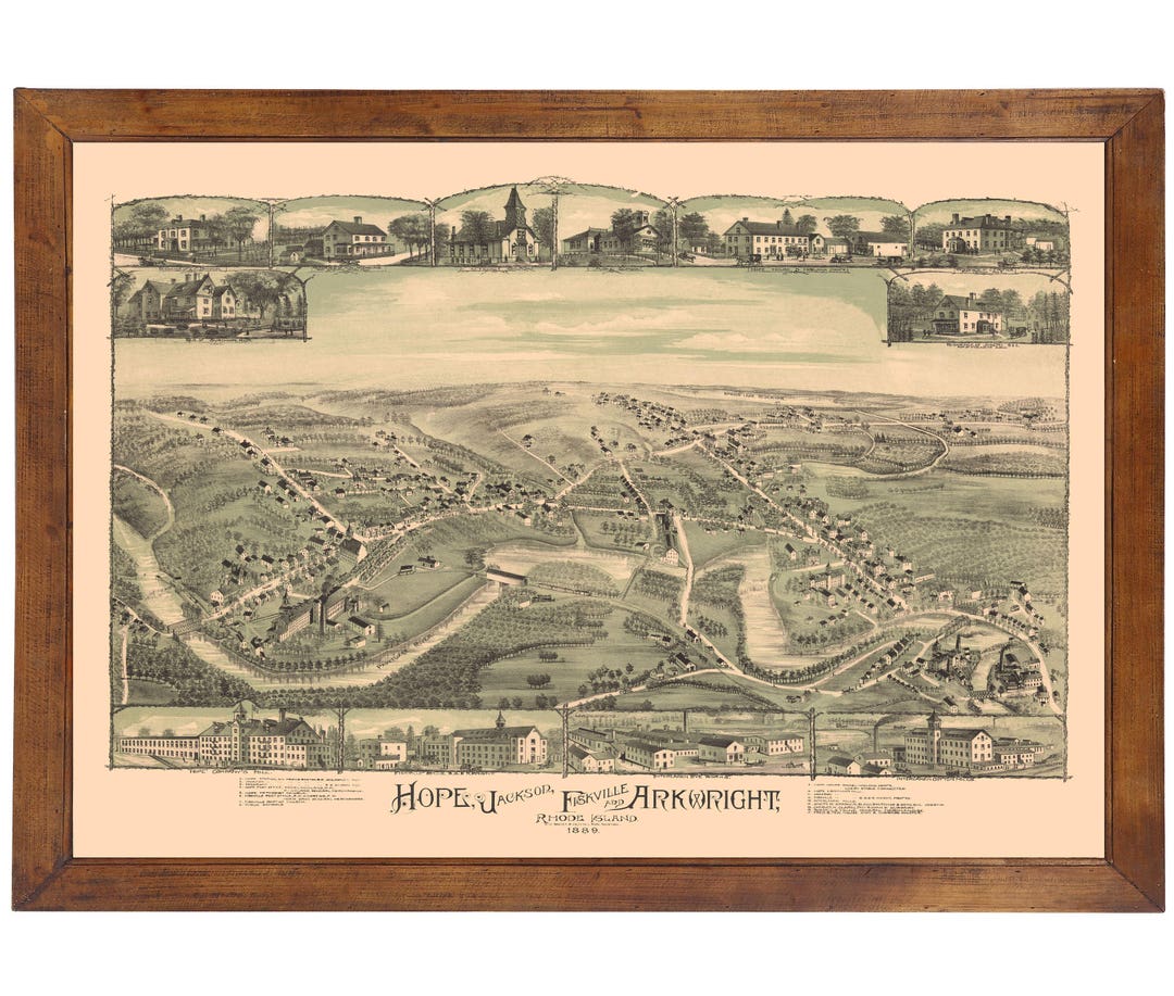 Hope, RI 1889 Bird's Eye View; 24x36 Print From a Vintage Lithograph - Etsy
