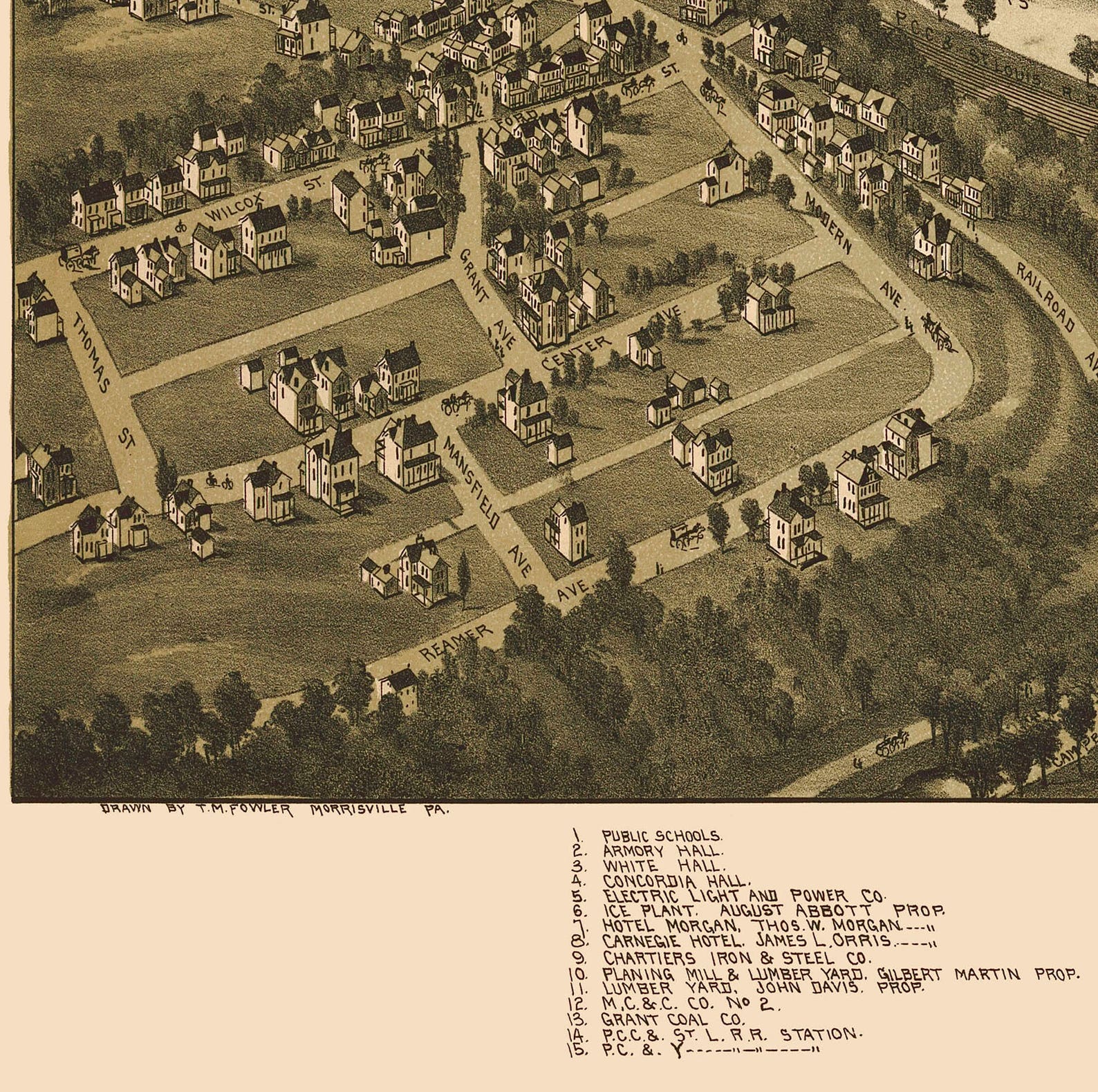 Carnegie, PA 1897 Bird's Eye View; 24x36 Print From a Vintage ...