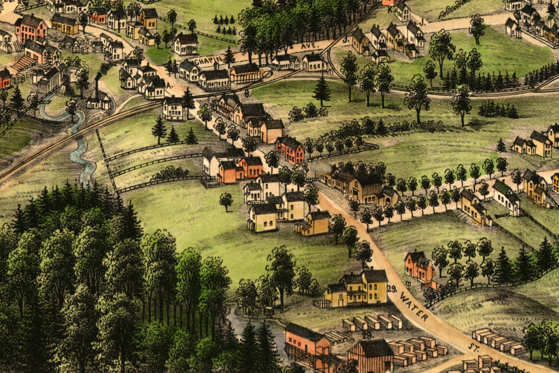 Monson ME 1889 Bird's Eye View 24x36 Print From a - Etsy