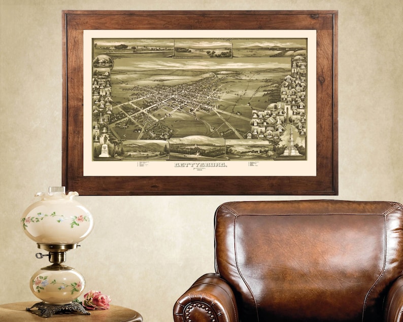 Gettysburg, PA 1888 Bird's Eye View; 24x36 Print From a Vintage ...