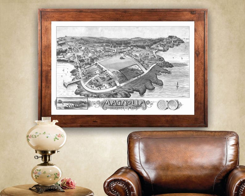 Magnolia (gloucester), MA 1887 Bird's Eye View; 24x36 Print From a ...