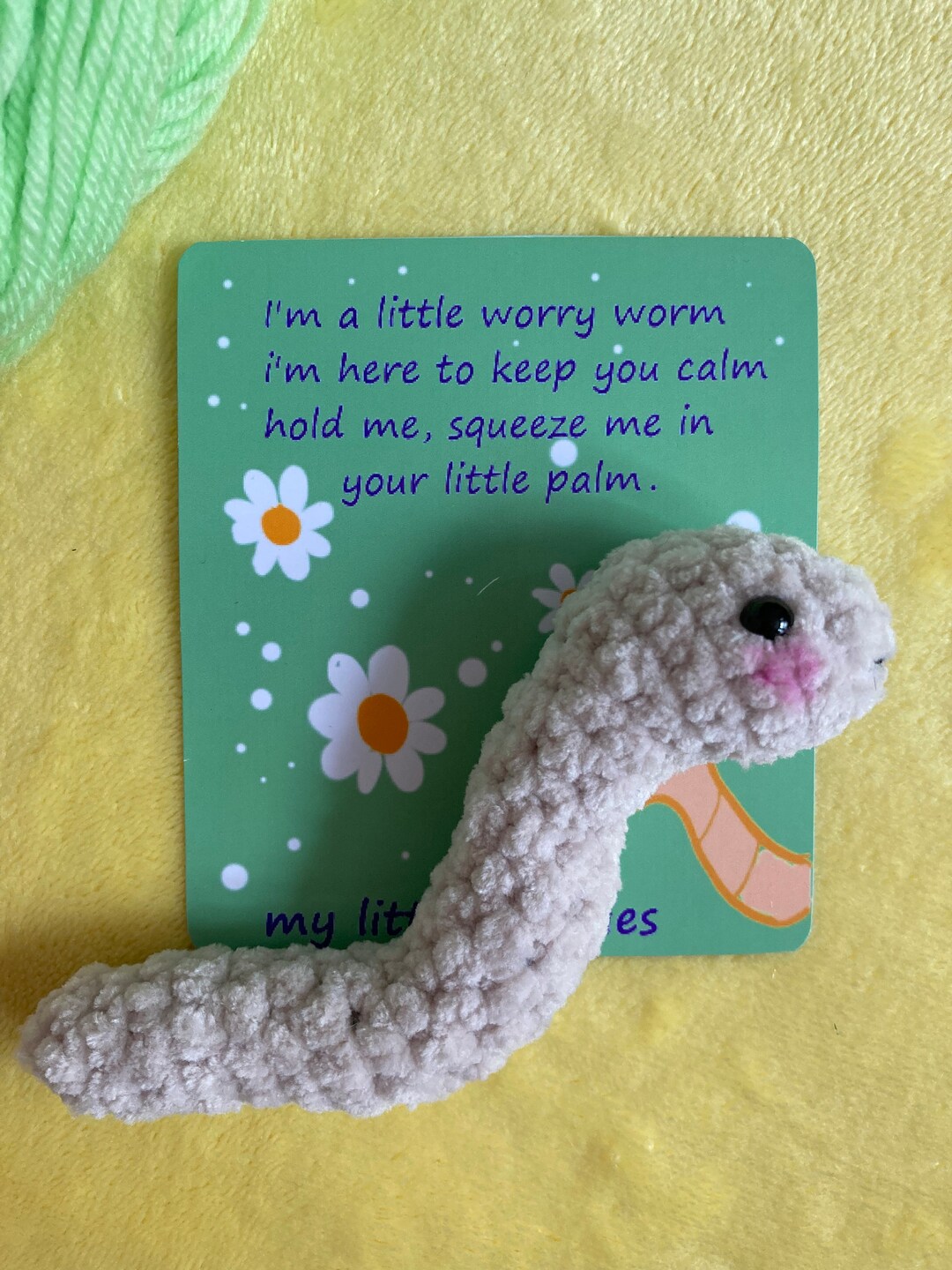 Crochet Fluffy Worry Worm Plush Anxiety Toy - Etsy UK
