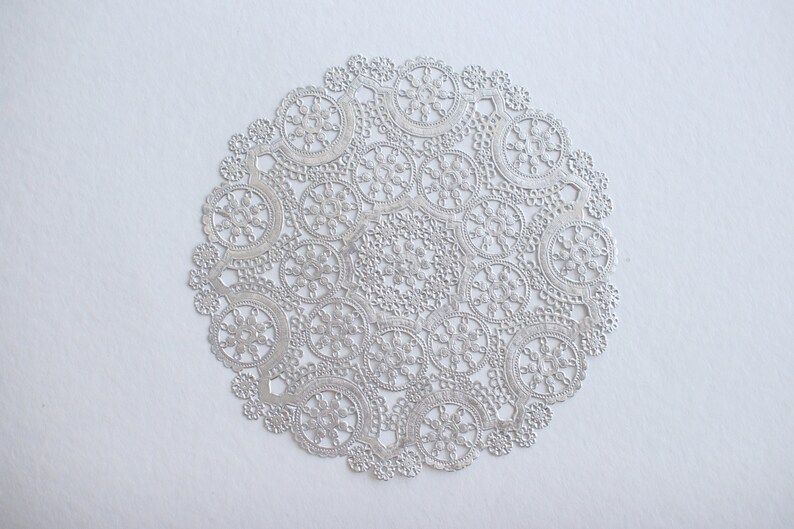 Metallic Silver Doilies Sample Pack. Includes 12, 10, 8, 6. Foil Lace ...