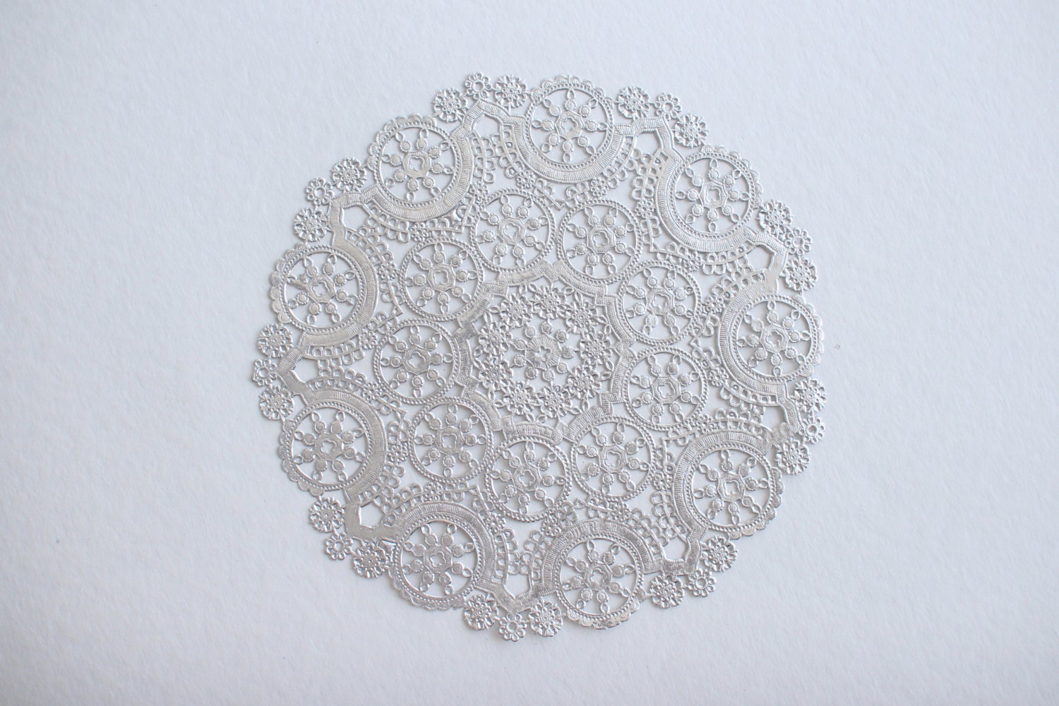 Metallic Silver Doilies Sample Pack. Includes 12, 10, 8, 6. Foil Lace ...