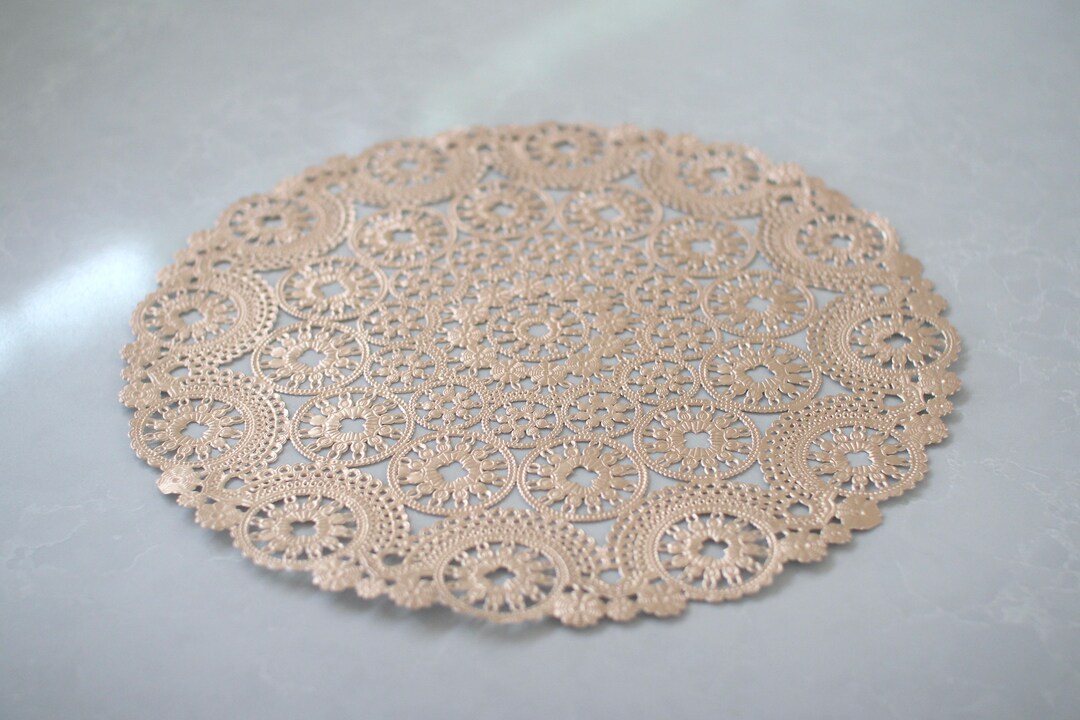 100 Metallic Rose Gold 12” Round Medallion Doilies. Foil Lace Paper ...
