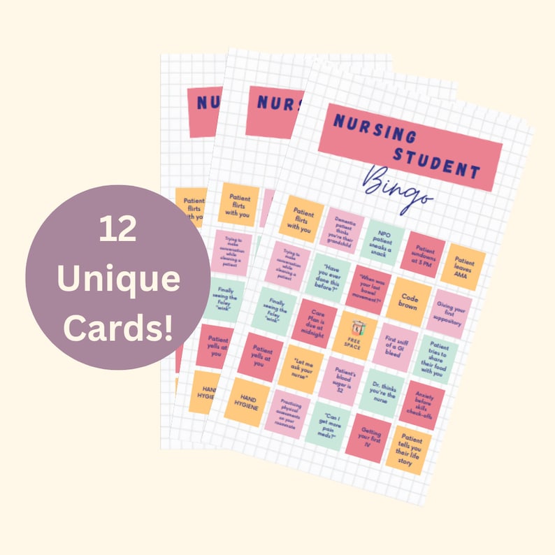 Nursing Student Bingo! Instantly Downloadable and Printable PDF! Play ...