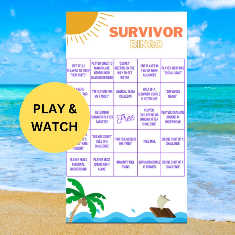 Survivor Bingo Cards, Play and Watch!, 10 Unique Cards to Play With ...