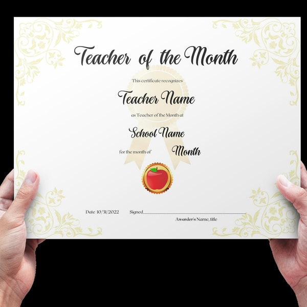 Teacher Employee of the Month Template - Etsy