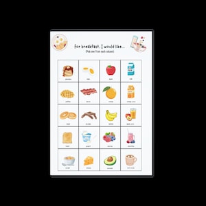 Kids Breakfast Menu Chart | Fun Food Choices (digital Download) - Etsy