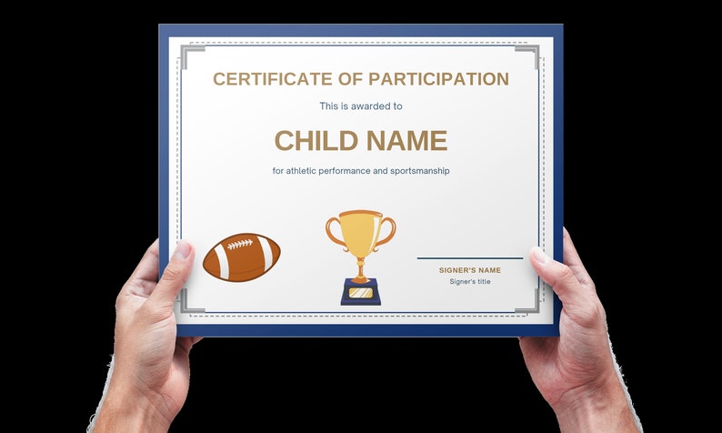 Editable Football Award Certificate, Kids Sports Recognition (printable ...