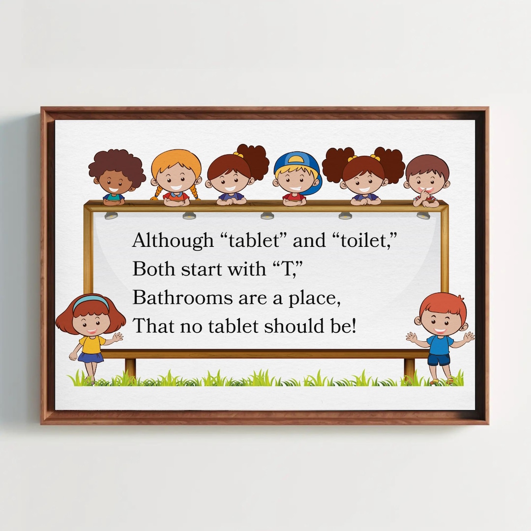 Funny Kids Bathroom Rules Poem Print, Restroom Wall Art (digital ...