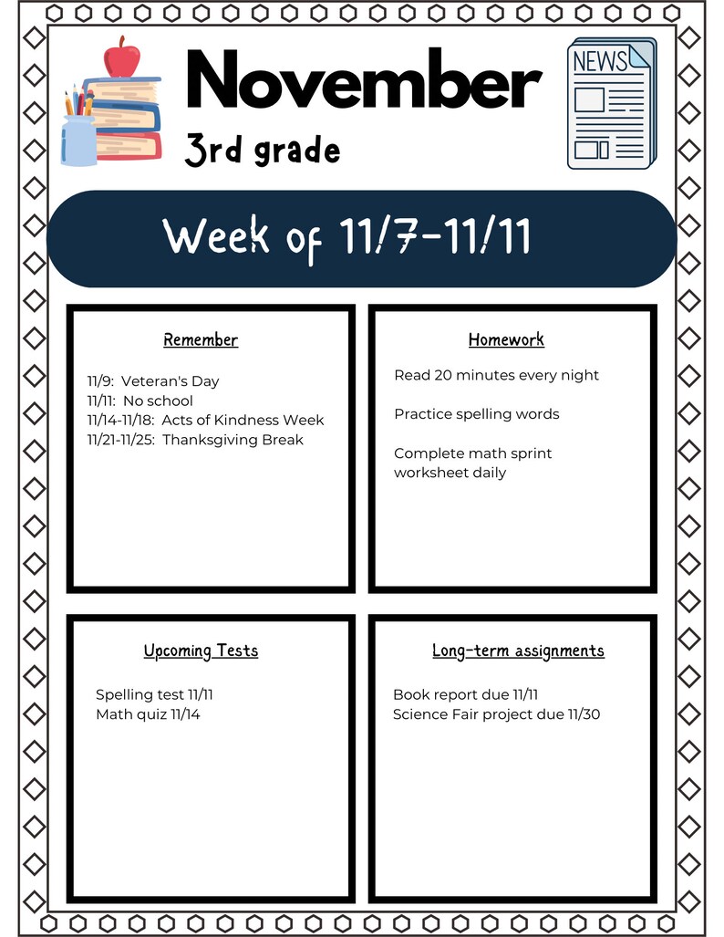 Editable Newsletter Template for Teachers, Weekly Class Update & School ...