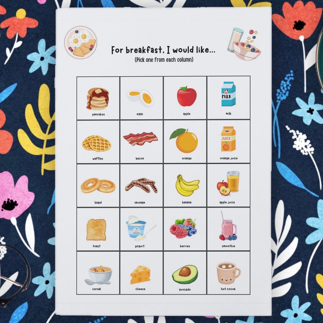 Kids Breakfast Menu Chart | Fun Food Choices (digital Download) - Etsy