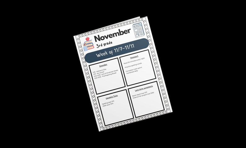 Editable Newsletter Template for Teachers, Weekly Class Update & School ...