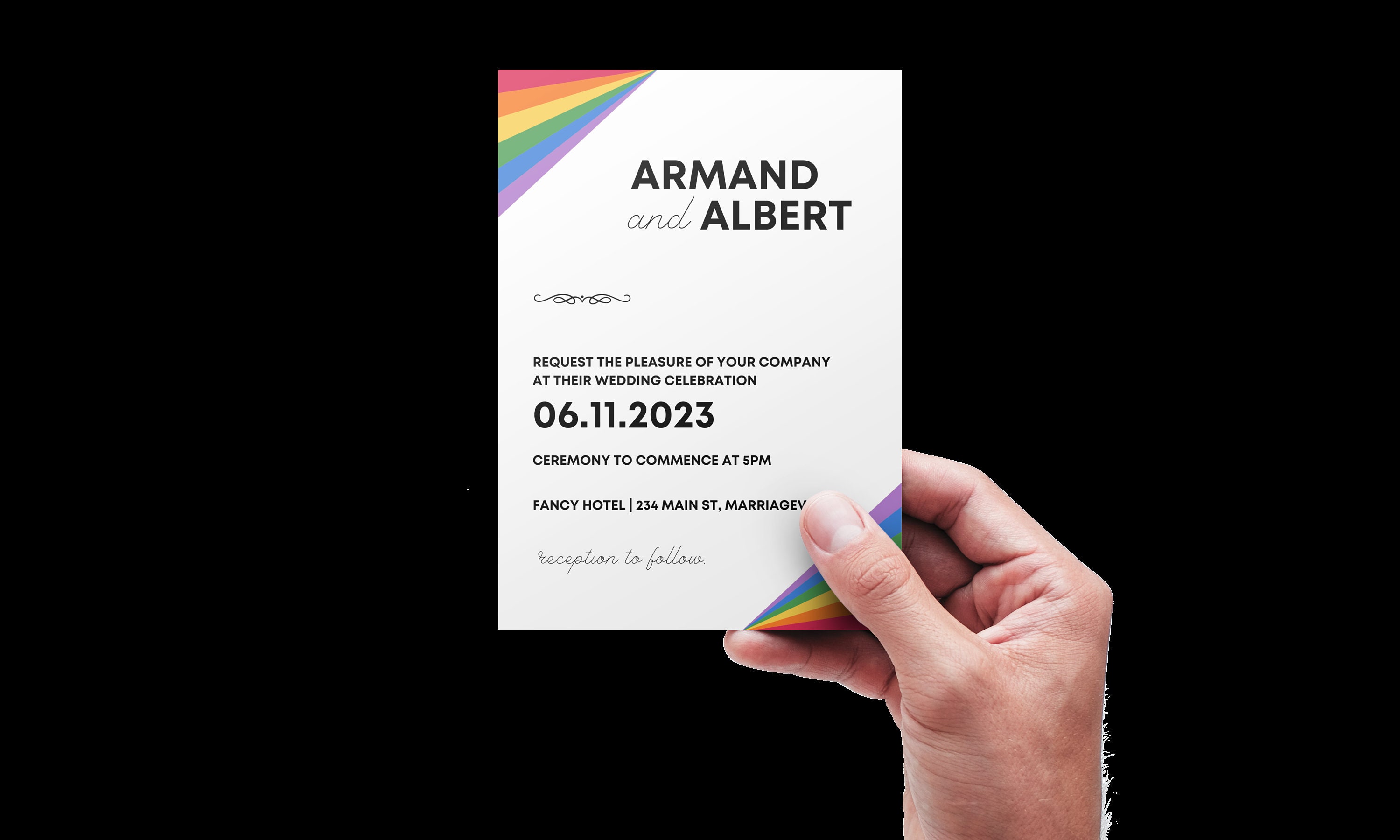 LGBTQ Pride Rainbow Wedding Invitation Template, Editable Digital ...