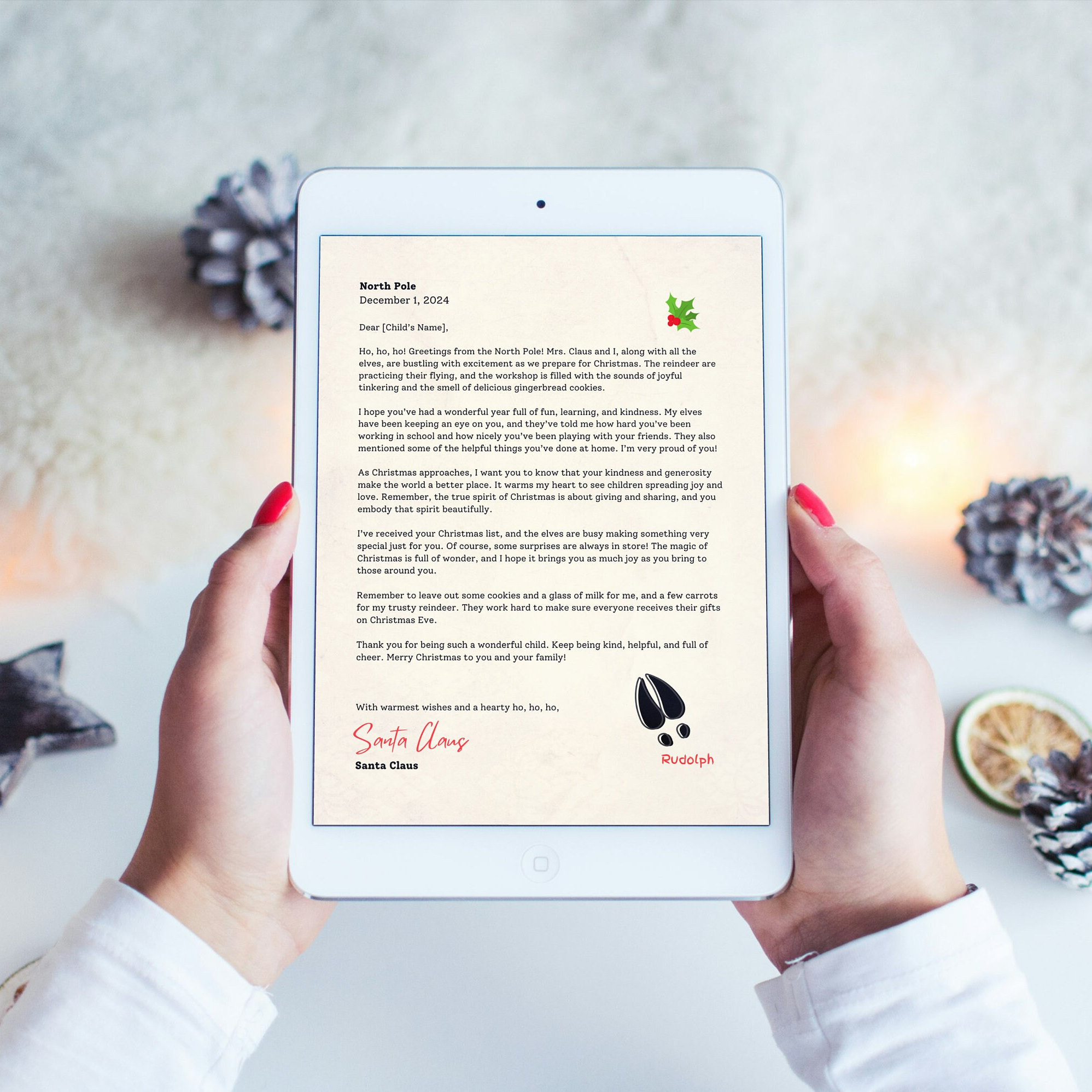 Letter From Santa Editable Template, Customizable Kids Keepsake ...