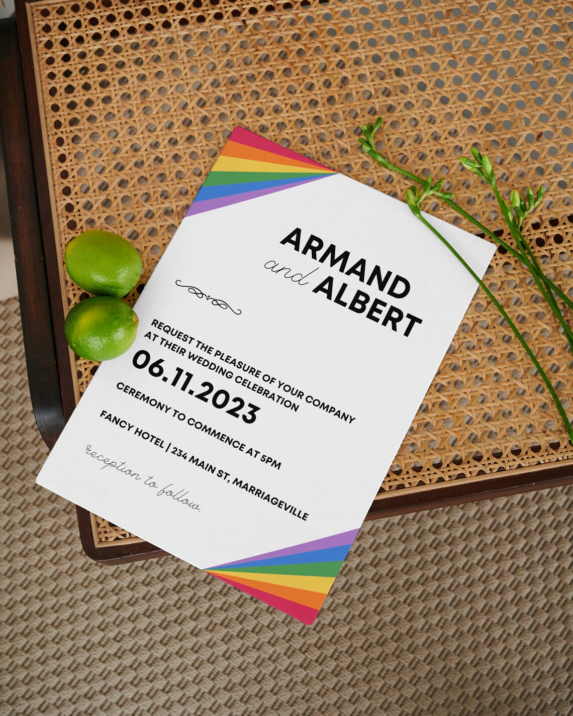 LGBTQ Pride Rainbow Wedding Invitation Template, Editable Digital ...