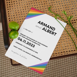 LGBTQ Pride Rainbow Wedding Invitation Template, Editable Digital ...