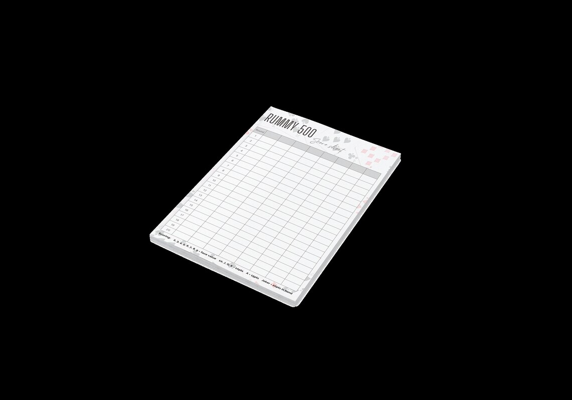 Rummy Card Game Score Sheet, 500 Scorepad, Family Fun Supplies ...