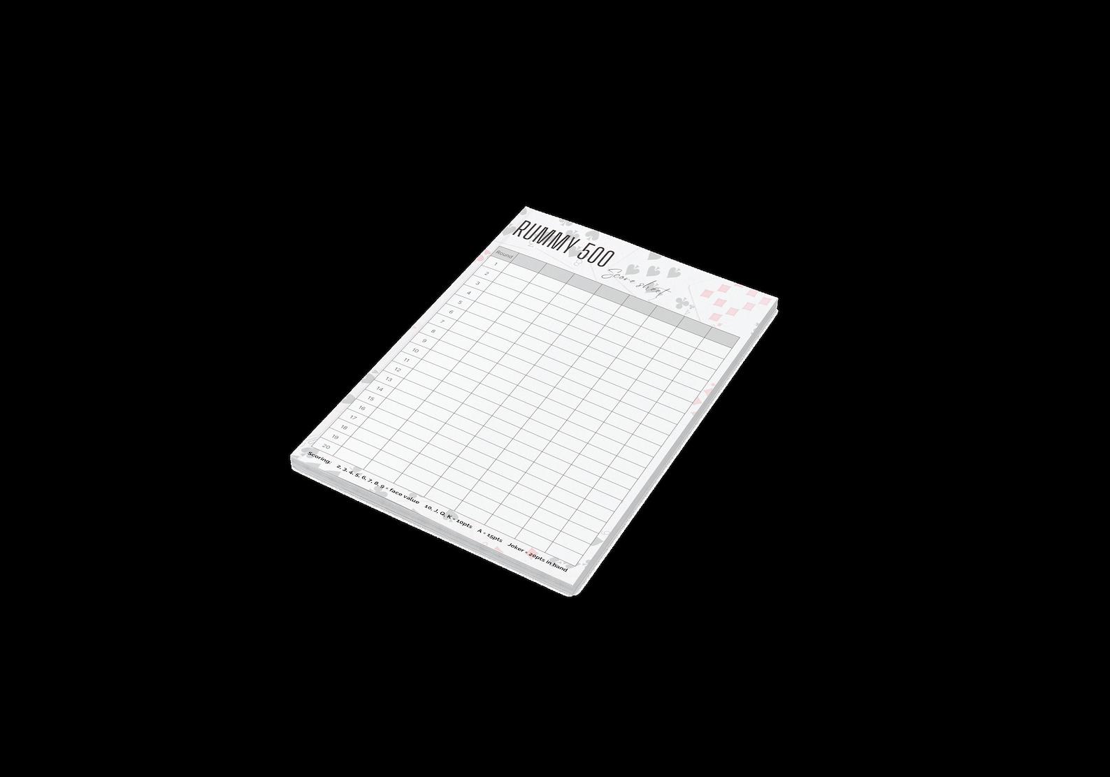 Rummy Card Game Score Sheet, 500 Scorepad, Family Fun Supplies ...