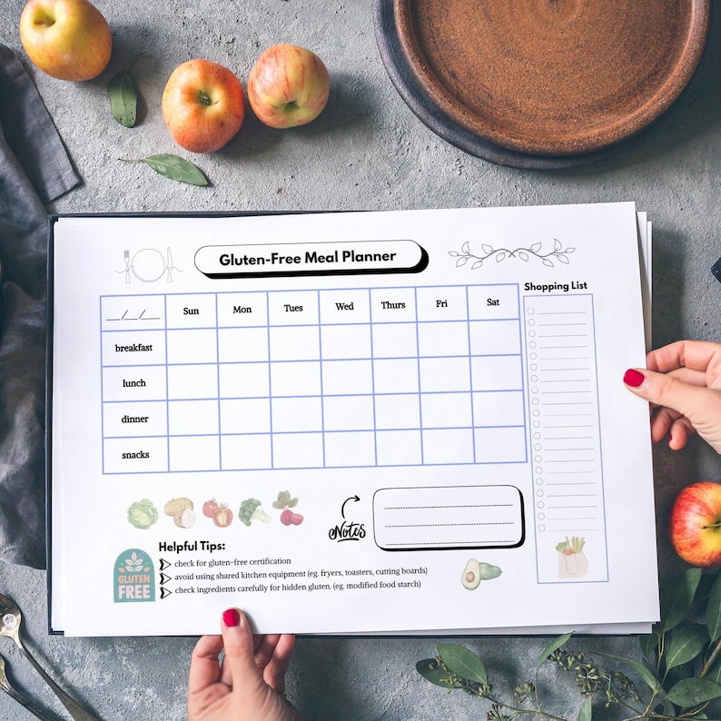 Gluten-free Diet Meal Planner | Weekly Organizer, Shopping List ...