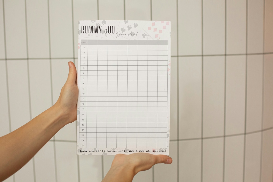Rummy Card Game Score Sheet, 500 Scorepad, Family Fun Supplies ...